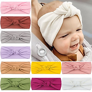 Baby Bow Headbands Turban Knotted, Girl's Hairbands for Newborn,Toddler and Childrens (Knot 12Pack)