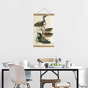 BAWUTZ Red-throated Loon Frame Scroll Poster Wall Hanging Decor Paintings Wood Frame Kit Hanger for Living Room Bedroom Decoration
