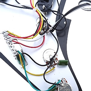 Musiclily 11-Hole SSS Prewired Loaded Pickguard with Single Coil Pickups Set for Fender Squier Strat Electric Guitar, 4Ply Black Pearl