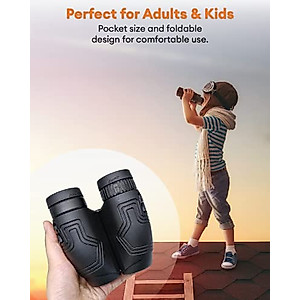 New 2023 12x25 Compact Binoculars for Adults Kids with Low Light Night Vision - Waterproof Easy Focus Binoculars for Hunting Bird Watching Outdoor Travel Sport Games - Large Eyepiece