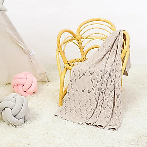 Wugugu Neutral Newborn Baby Blanket for Boys Girls Organic Cotton Swaddle Blankets Baby Essentials for Infant Toddler Crib Stroller Beige 30 x 40 Inches
