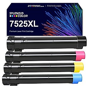 SPLENDIDCOLOR Remanufactured 4PK 7525 Toner Cartridge 006R01513 006R01514 006R01515 006R01516 Replacement for Xerox WorkCentre 7525 7530 7535 7545 7556 7830 7835 7855 7970 Printer.