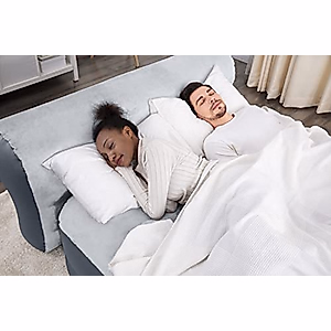 SLEEPLUX Queen Air Mattress with Headboard | Supersoft Snugable Top, Extra Durable Tough Guard | Raised Airbed with Built in Pump + USB Charger (90"x60"x29") Grey