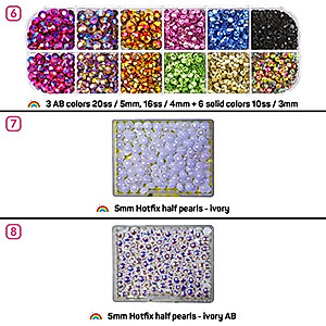 Hotfix Rhinestones Applicator with Large Rinestones Set, Flatback Pearls for Crafts Clothes Shoes, Bedazzler Kit with Rhinestones Hot Fixed Applicator Hot Fix Tool Badazzle Templates Crystal Bedazzle