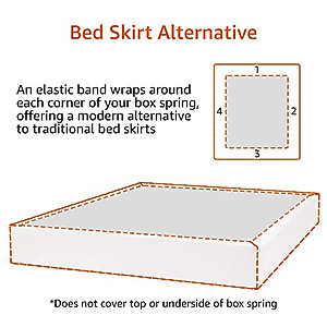 Amazon Basics Box Spring Cover - Alternative to Bed Skirt, Elastic Polyester Fabric Wrap Around Band 4 Sides - King/Cal King, Cream
