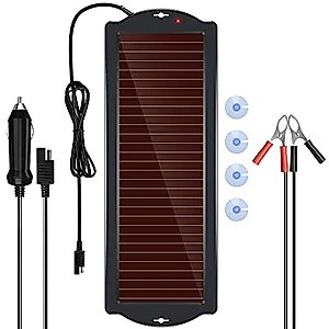 OYMSAE Solar Battery Charger 12V Solar Powered Battery maintainer & Charger,Suitable for Automotive, Motorcycle, Boat, Marine, RV, Trailer, Powersports, Snowmobile, etc.(1.8W Amorphous)