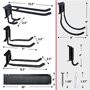 PROHIKER Aluminum and Steel Garden Tool Storage Rack, 16 in x 16 in, Black, 550 lbs Capacity, Easy Assembly