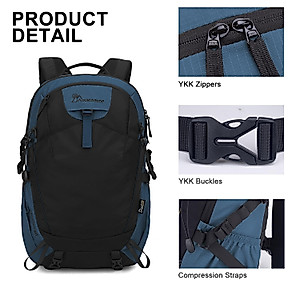 MOUNTAINTOP 35L Hiking Backpack for Women & Man Outdoor Backpack with Rain Cover for Camping, Cycling and Traveling, Flowerarmygreen