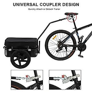 PEXMOR Bike Cargo Trailer with Removable Box & Waterproof Cover, Bicycle Wagon Trailer with 16" Wheels & Quick Release Universal Coupler, Large Loading Bike Trailer Storage Cart with Reflectors