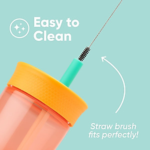 Owala Kids Insulation BPA-Free Plastic Tumbler with Spill Resistant Flexible Straw, Easy to Clean, Kids Water Bottle, Great for Travel, Dishwasher Safe, 15 Oz, Navy and Blue (Home Base)