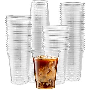 ELEGANT DISPOSABLES [100 Count] 16 Ounce Crystal Clear PET Cups for Iced Coffee, Cold Drinks, Slush, Smoothy's, Slurpee, Party's, Plastic Disposable Cups