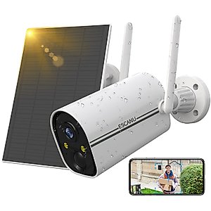 ESCANU Wireless Outdoor Solar Security Camera for Home Security, AI Motion,WiFi Wireless Rechargeable Camera, with Colorful Night Vision, 2-Way Audio, Spotlight,IP65 Waterproof, Cloud/Sd Card Storage