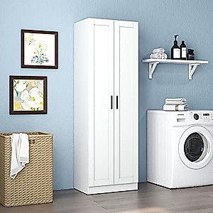 Panana Wooden Storage Cabinet, Collection Food Pantry Cabinet Narrow Cabinet with 2 Doors