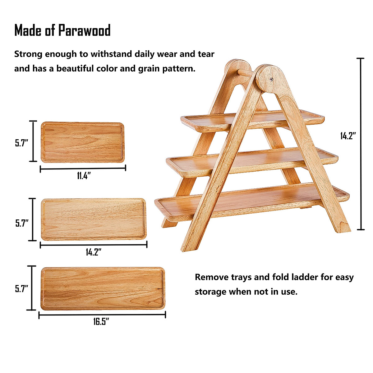Noriginalic Appetizer Serving Tray Parawood Charcuterie Boards 3 Tier Serving Tray Dessert Table Display Set