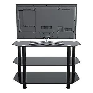 AVF Transitional Steel and Glass TV Stand for up to 42" TVs in Black/Chrome