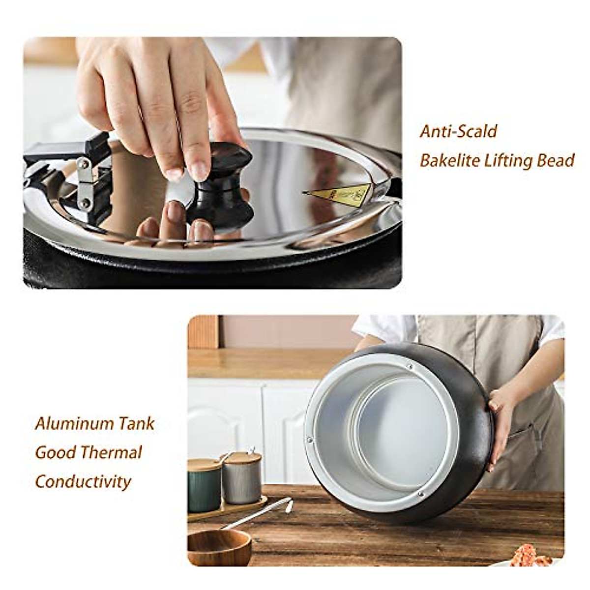 Agkter Electric Soup Warmer With Spoon 10.5-Quart Black