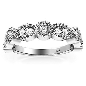 Metal Factory Sz 5 Sterling Silver CZ Stackable Anniversary Cubic Zirconia Band Ring