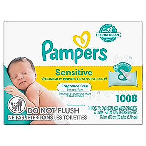 Pampers Baby Wipes Sensitive 18 count Pop-Top Packs, 1008 Wipes Total