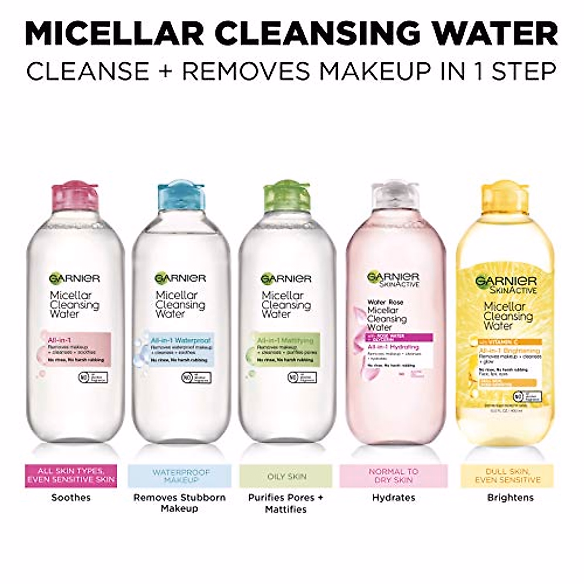 Garnier SkinActive Micellar Cleansing Water, All-in-1 Waterproof Makeup Remover and Facial Cleanser, 3.4 fl oz, 3 Pack