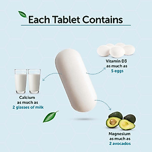 Sheltr True Calcium 1000mg Supplement for Men & Women with Plant Based Vitamin D3 & Natural Magnesium for Healthy Bones - 60 Vegan Tablets