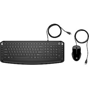 HP Pavilion Wired Keyboard and Mouse 200 (Black) - USB-A Plug-and-Play - Full-Sized Keyboard with Numeric Keypad, Enhanced F1-F12 Keys, & 12 Hotkeys - 1600 DPI Mouse - Windows Compatible (9DF28AA#ABL)