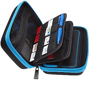 ButterFox Hard Carrying Case for New Nintendo 2DS XL + Large Stylus, Fits Wall Charger, 24 Game Cartridge Case Holder, Large Accessories Pocket - Black + Turquoise