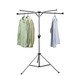 PENGKE Foldable Clothes Drying Laundry Rack Portable Space Saving, Adjustable High Capacity 4 Poles Stainless Steel Laundry Drying Rack