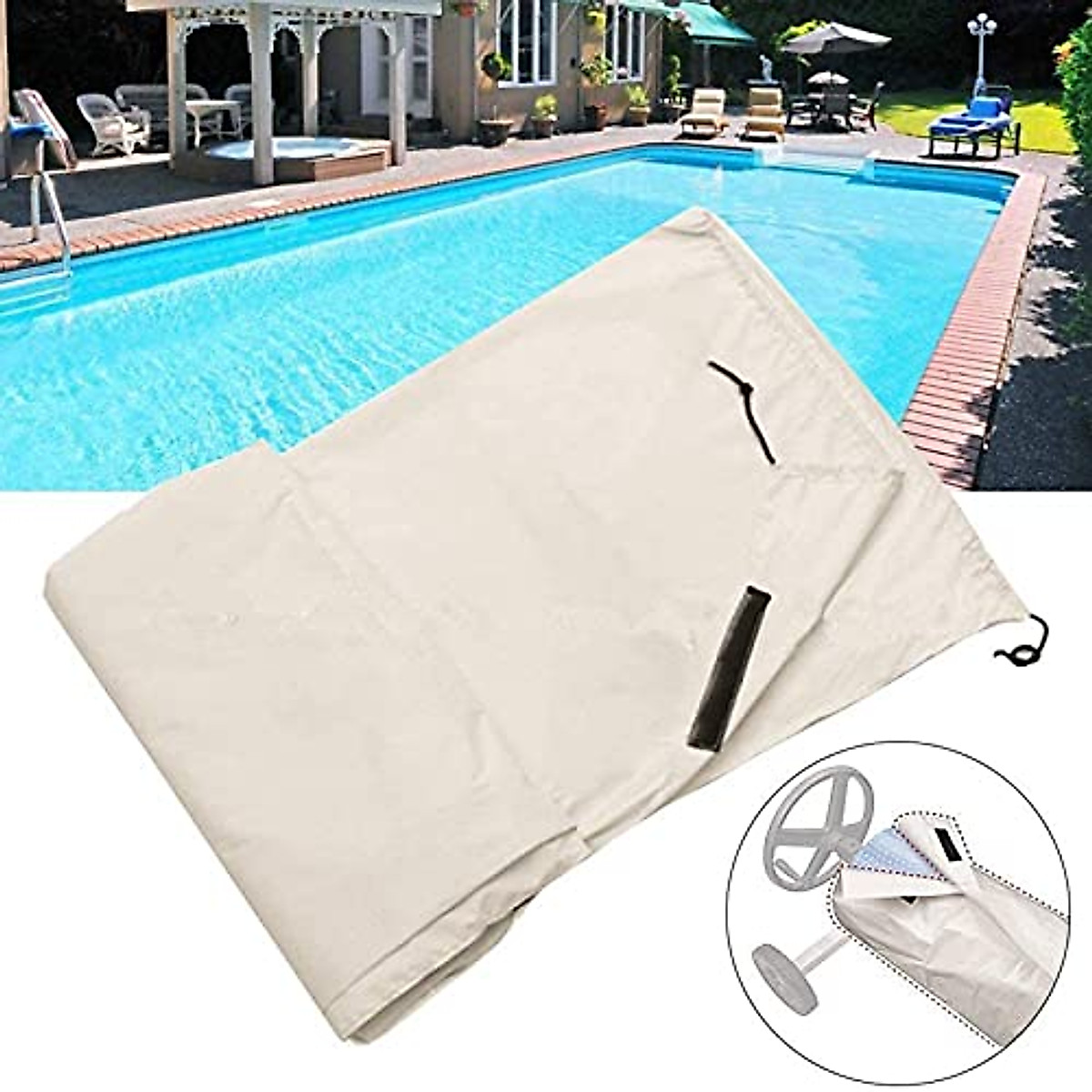 CHENGL Swimming Pool Cover,Waterproof Open air Swimming Pool Roll Cover Protector Ground Swimming Pools Cover for Outdoor Heavy Duty Garden