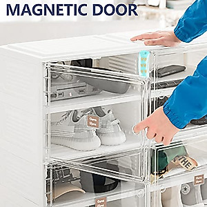 DAMAHOME Shoe Storage Cabinet Organizer - Foldable Shoe Rack for Entryway, Stackable Storage Organizer Cabinet with Doors and Shelves, Shoe Box for Closet, Hallway, Living Room, Large 10 Cubbies