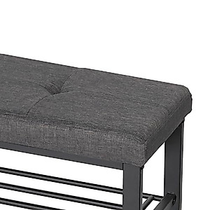 neatfreak Upholstered Storage Bench for Shoes - Double Seat Shoe Bench with Upholstered Fabric Seat Cushion and 2 x Shoe Racks - Perfect for Entryway, Mudroom, Foyer - 12.59" D x 31.89" W x 19.48" H