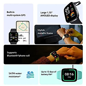 Xiaomi Redmi Watch 3 Smart Watch with Alexa Built-In for Men Women, GPS Fitness Tracker with 120+ Sport Modes, Blood Oxygen Heart Rate Sleep Monitor,Bluetooth Phone Call Watch for iPhone Android,Black