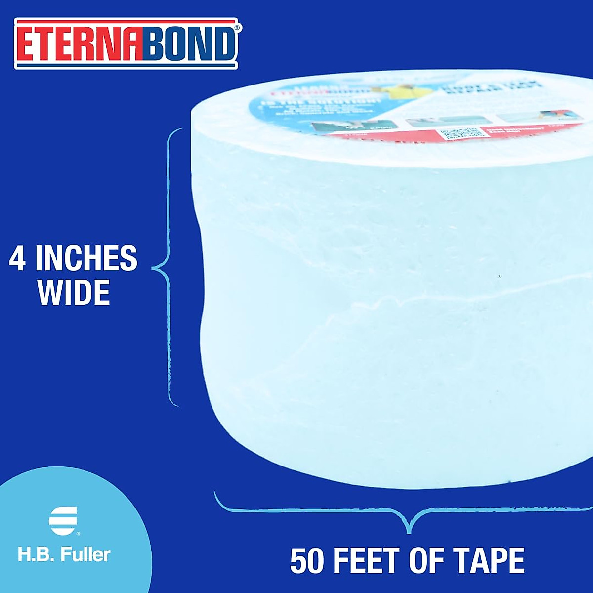 EternaBond RoofSeal White 4" x50' MicroSealant UV Stable Roof Seam Repair Tape | 35 mil Total Thickness | EB-RW040-50R - One-Step Durable, Waterproof and Airtight Repair