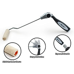 ROLLINGDOG Mini Roller - 4Inch Extender Multi Angle Long Handle with Velour Paint Cover for Detail Painting at Awkward Corners and Architrave, Behind Radiators(Overall Length 19In)