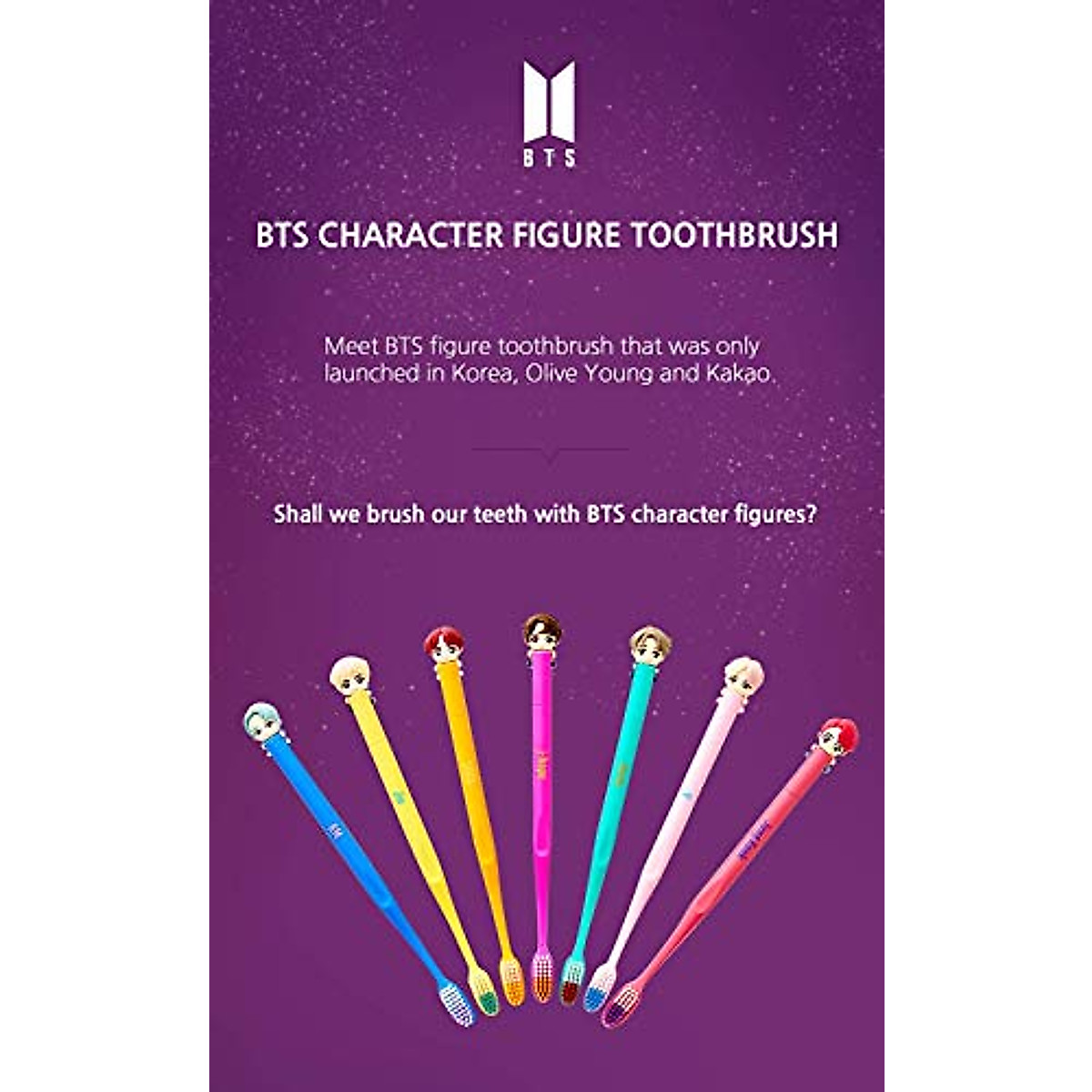 [BTS Official Merchandise] Fans Gift - K-Pop Idols Goods - BTS Character Figure Toothbrush with Convenient Magnetic Holder (Jung Kook)