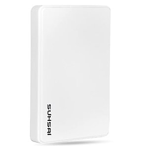 SUHSAI External Hard Drive USB 2.0 Hard Disk Storage and Backup Portable Hard Drive Memory Expansion - Ultra Slim 2.5 inch HDD Compatible with PC, MAC, Laptop, Desktop, Chormebook (250GB, White)