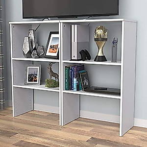 ClosetMaid SuiteSymphony Wood Shelf Unit, 2 Shelves, Adjustable For Storage, Closet, Clothes, Shoes, Décor, TV, Books, Pure White, 25" Tower Base