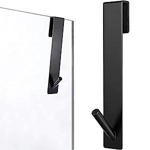 EAGLES 2PCS Shower Door Hooks,5 Inch Towel Hooks for Bathrooms Frameless Glass Shower Door,Stainless Steel Shower Towel Hook,Heavy Duty Bath Hook for Robe,Towel - Black