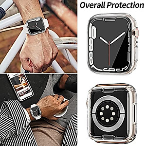 HANKN 2 Pack 45mm Clear Screen Protector Case for Apple Watch Series 9 8 7 45mm Case, Soft TPU Full Coverage Front Protective Shockproof iWatch Bumper Cover (Clear+Clear, 45mm)