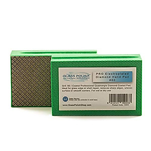 Glass Polish 15003 | Diamond Hand Pad, Hand-Held Sanding Block for Grinding, polishing, Sharp Edges | Grit 60