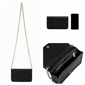 Ayliss Mini Women Crossbody Handbag Shoulder Handbags Evening Clutch Cellphone Wallet Purse PU Leather Bag with Chain (Black, Mini)