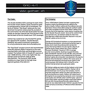 3 Foot RCA Cable Pair - Gotham GAC-4/1 (Black) Star-Quad Audio Interconnect Cable with Amphenol ACPR Die-Cast, Gold Plated RCA Connectors - Directional