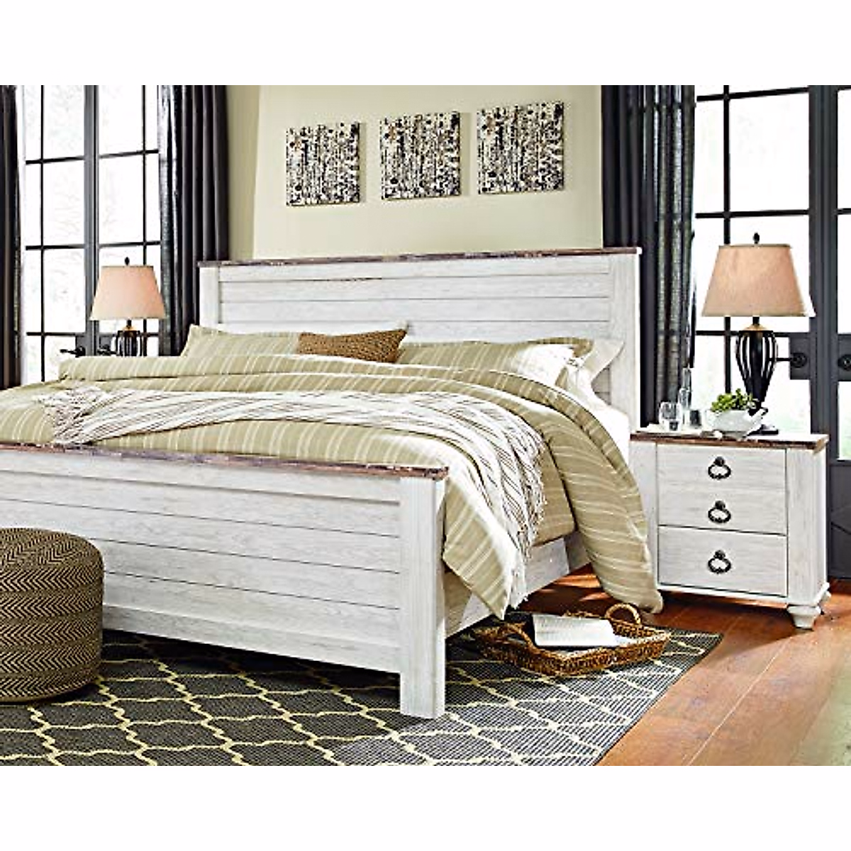 Signature Design by Ashley Mildred Modern Bronze Metal Table Lamp, 2 Count, 29.75", Almost Black