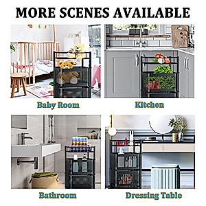 Homelet Rotating Multi Layers Storage Shelf Rolling Carts Free-Standing Rust-Proof Vegetable Storage Rack Baskets For Kitchen Living Room Bathroom Bedroom Office Fruit Organizer