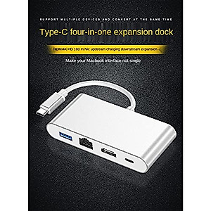 WJCCY Type-C to HDMI-Compatible Four in One Converter Network Card Hub Docking Station HDMI-Compatible/USB Splitter 3.0 Hub