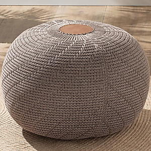 English Home Ottoman Foot Rest, Room Decor, Home Decor, Bedroom Decor, Ideal for Living Room, Comfortable Pouf, Armchair, Floor Cushion, 100% Knitted Bean Bag, Footstool, 15x20 Inch, Brown