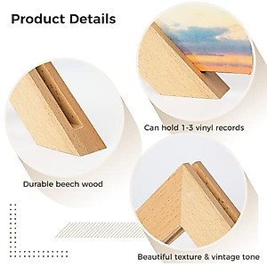 TIMCORR Vinyl Record Holder Set : Vinyl Wall Mount for Record Display, Beech Wood Album Shelf with Sticky Transparent Tapes Hanging on the Wall (Beech Wood Set of 2)
