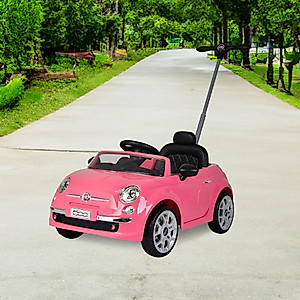 Best Ride On Cars 2-in-1 Fiat 500 Baby Toddler Toy Push Vehicle Car Stroller with 40 Pound Capacity and Lights for Children Ages 1 to 3 Years, Pink