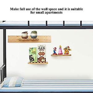 QUMENEY 3PCS Wooden Floating Wall Shelf, Timber Block Floating Shelf, Wall Mounted Shelf Hanging Storage Organizer for Living Room Bathroom Kitchen
