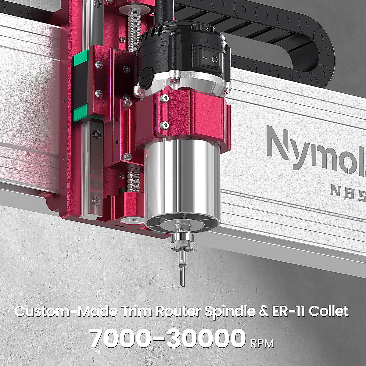 NymoLabs NBS-6040 CNC Router Machine with Custom-Made 710W 7000-30000 RPM Trim Router Spindle & ER-11 Collet, Linear Rails & Ball Screws on 3-axis, Engraving for Wood Acrylic Aluminum