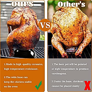 KAMaster Black Ceramic Chicken Holder for Grill,Beer Can Chicken Throne for Smokers Big Green Egg Parts Non-Stick Steamer Chicken Roaster Rack Vertical Chicken Stand for Kamado BBQ Accessories